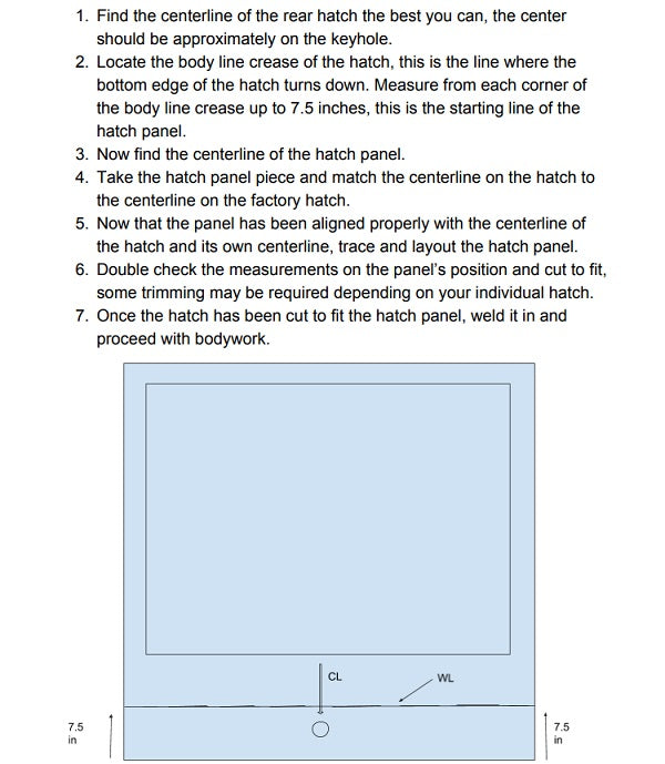 Hatch Sheet Metal Patch Panel Series 1 Vents 240Z | Z Car Depot Inc